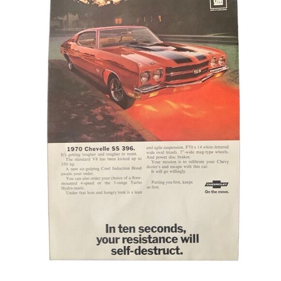 chevrolet | Accents | Vintage 969chevrolet Chevy Chevelle Ss 396 Ad ...